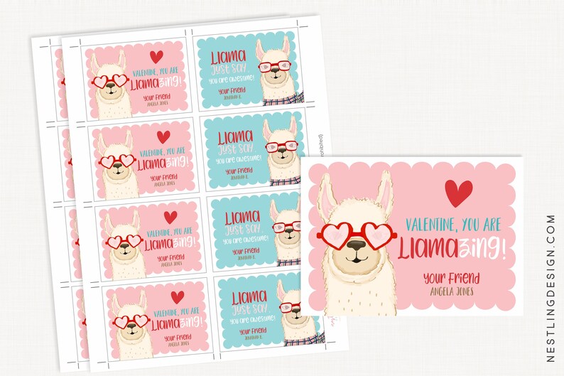 Llama Valentines Cards for Kids Photo Valentine Printable - Etsy