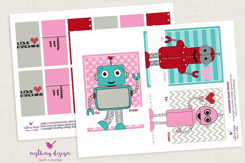 Robot Valentines / Robot Valentine's Day Cards / Valentine / Candy ...