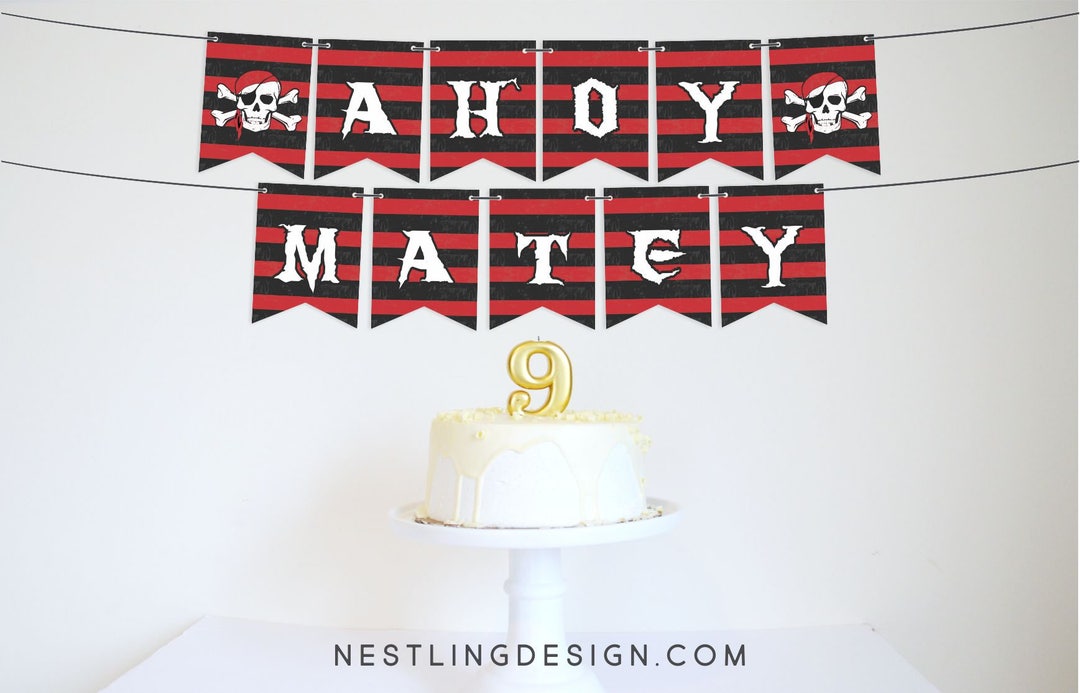Pirate Banner | Ahoy Matey | Pirate Birthday Party | Pirate Party ...