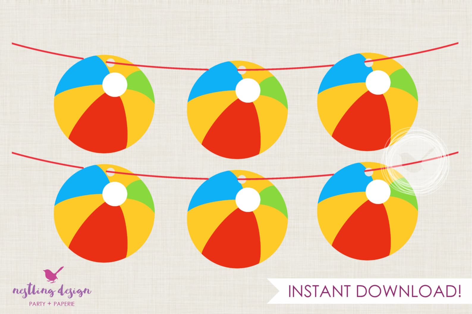 Beach Ball Banner / Garland / Swim Trunk Garland / Pool Party ...