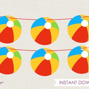 Beach Ball Banner / Garland / Swim Trunk Garland / Pool Party ...