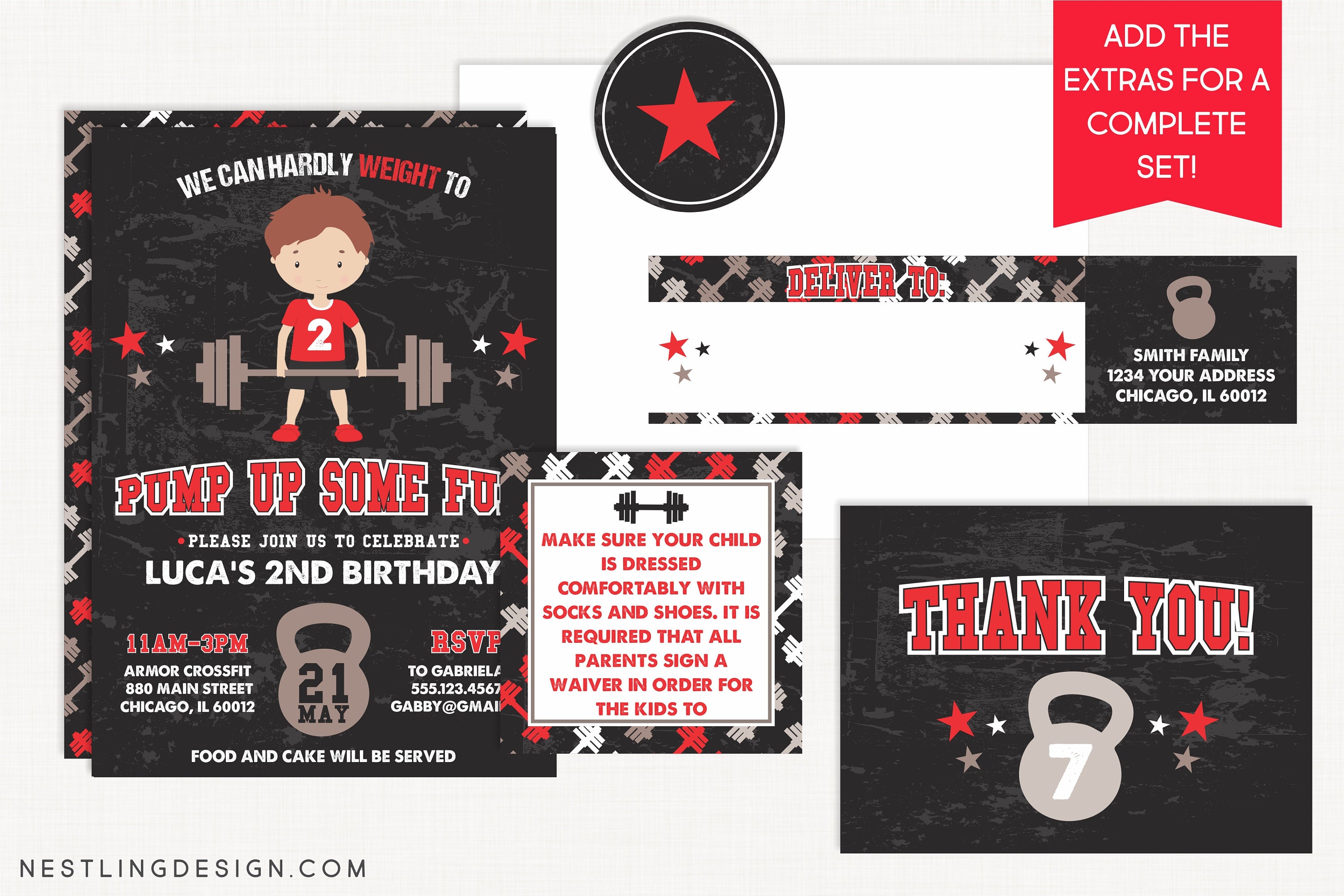 Fitness Birthday Invitation Workout Party Weights Gym - Etsy UK