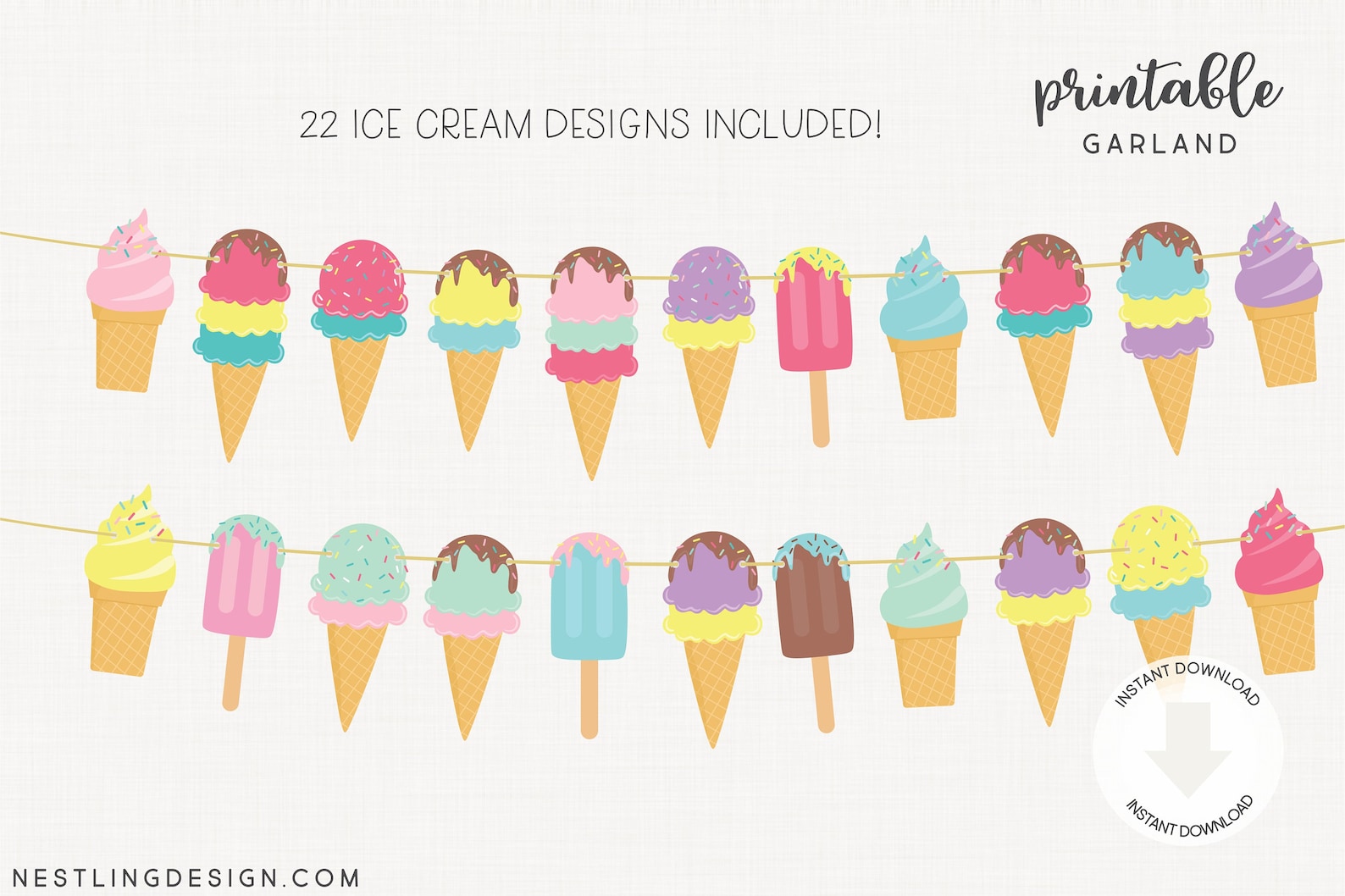 Ice Cream Garland | Ice Cream Banner | Ice Cream Party Decorations ...