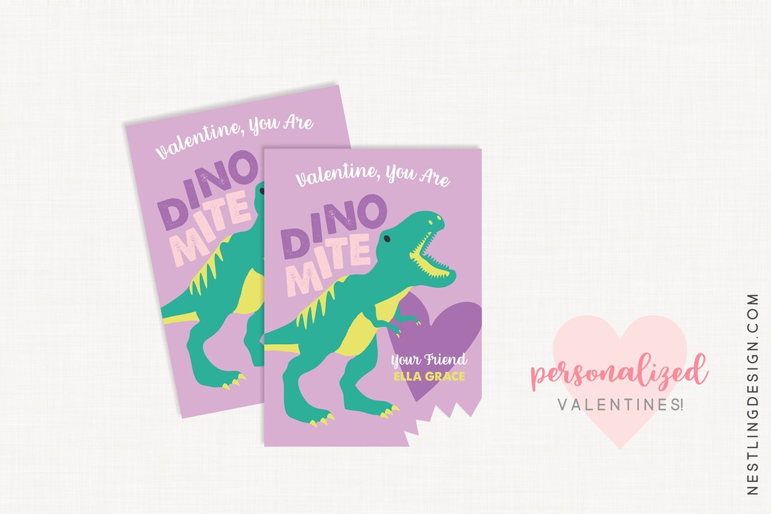 Girl Dinosaur Valentines | Girl Dinosaur Valentine Cards | Valentine's ...
