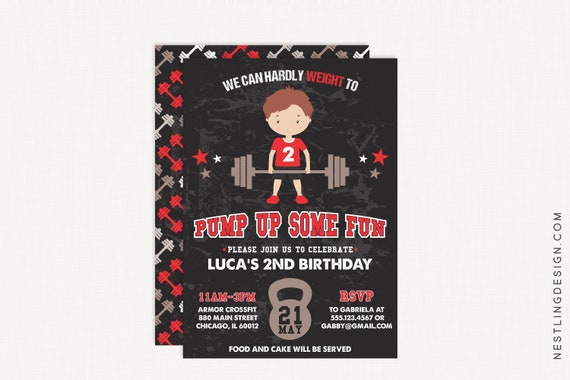 Fitness Birthday Invitation Workout Party Weights Gym - Etsy