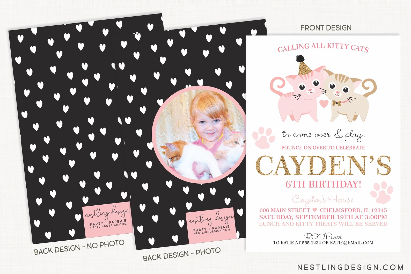 Kitty Cat Invitation Cat Invitation Kitten Invitation Cat Birthday ...