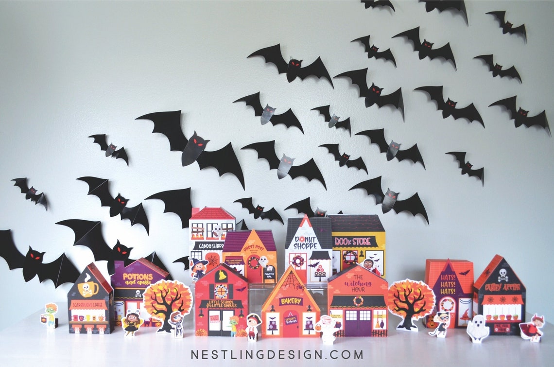 Haunted House Village Printable Halloween Village Houses - Etsy