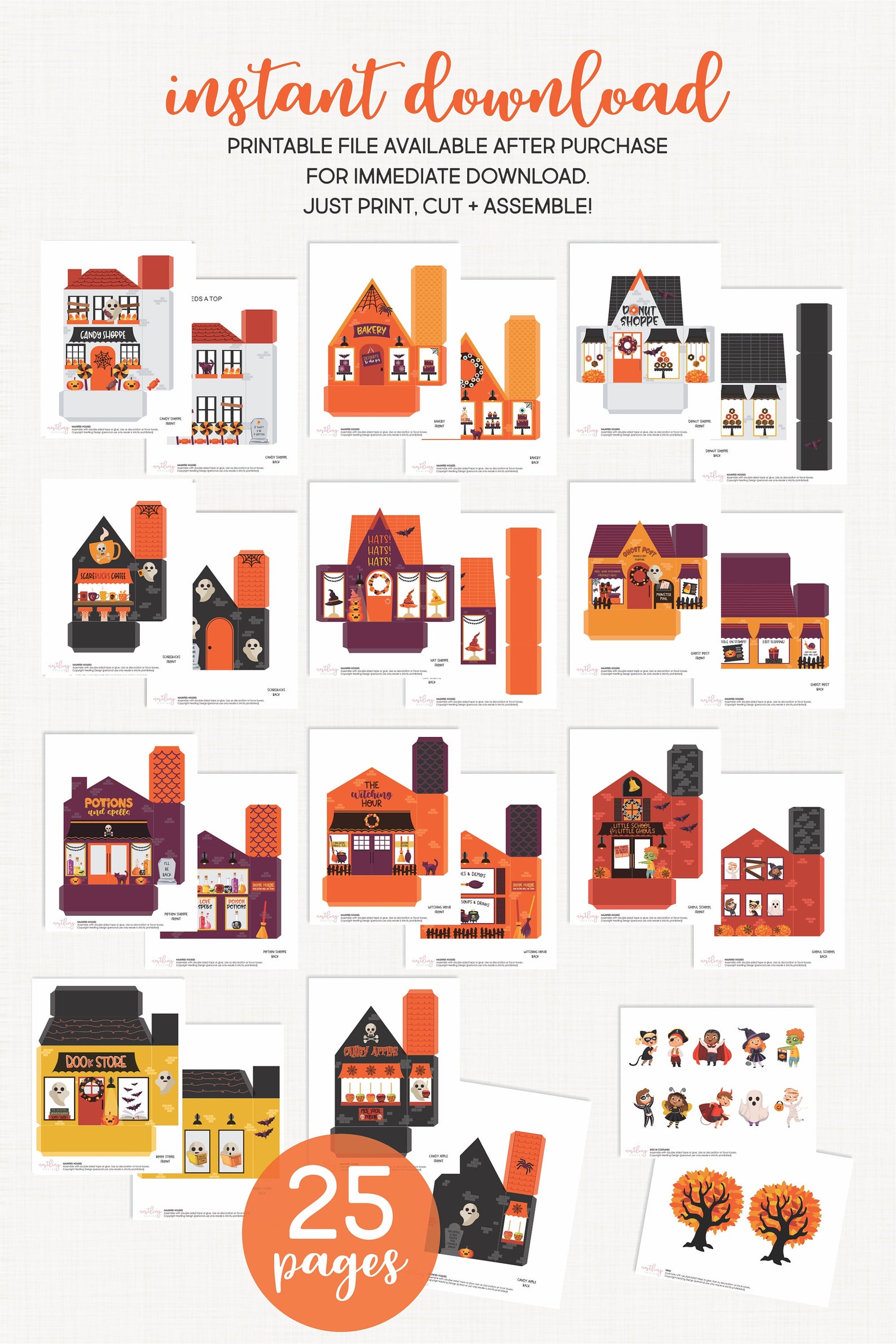Haunted House Village | Printable Halloween Village Houses | Toy ...