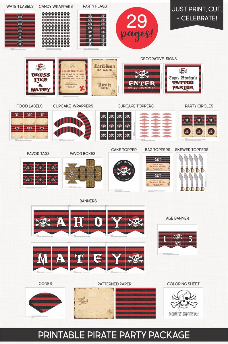 Pirate Birthday Party Package Pirate Birthday Party | Etsy