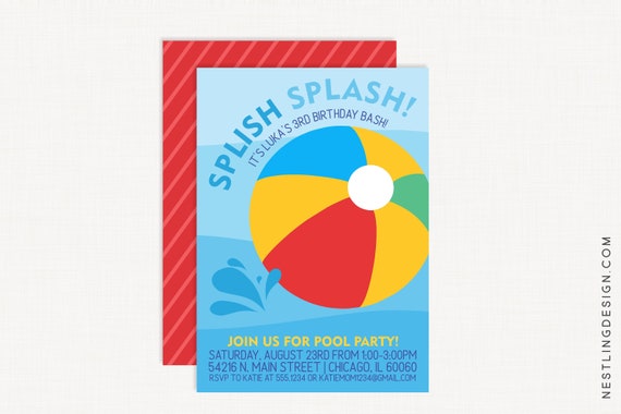 Beach Ball Invitation Beach Ball Birthday Party Invitation | Etsy Australia