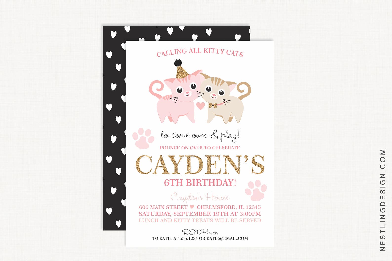 Kitty Cat Invitation Cat Invitation Kitten Invitation Cat Birthday ...