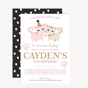 Kitty Cat Invitation Cat Invitation Kitten Invitation Cat Birthday ...