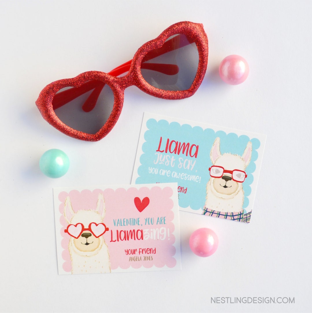 Llama Valentines Cards for Kids | Photo Valentine | Printable ...