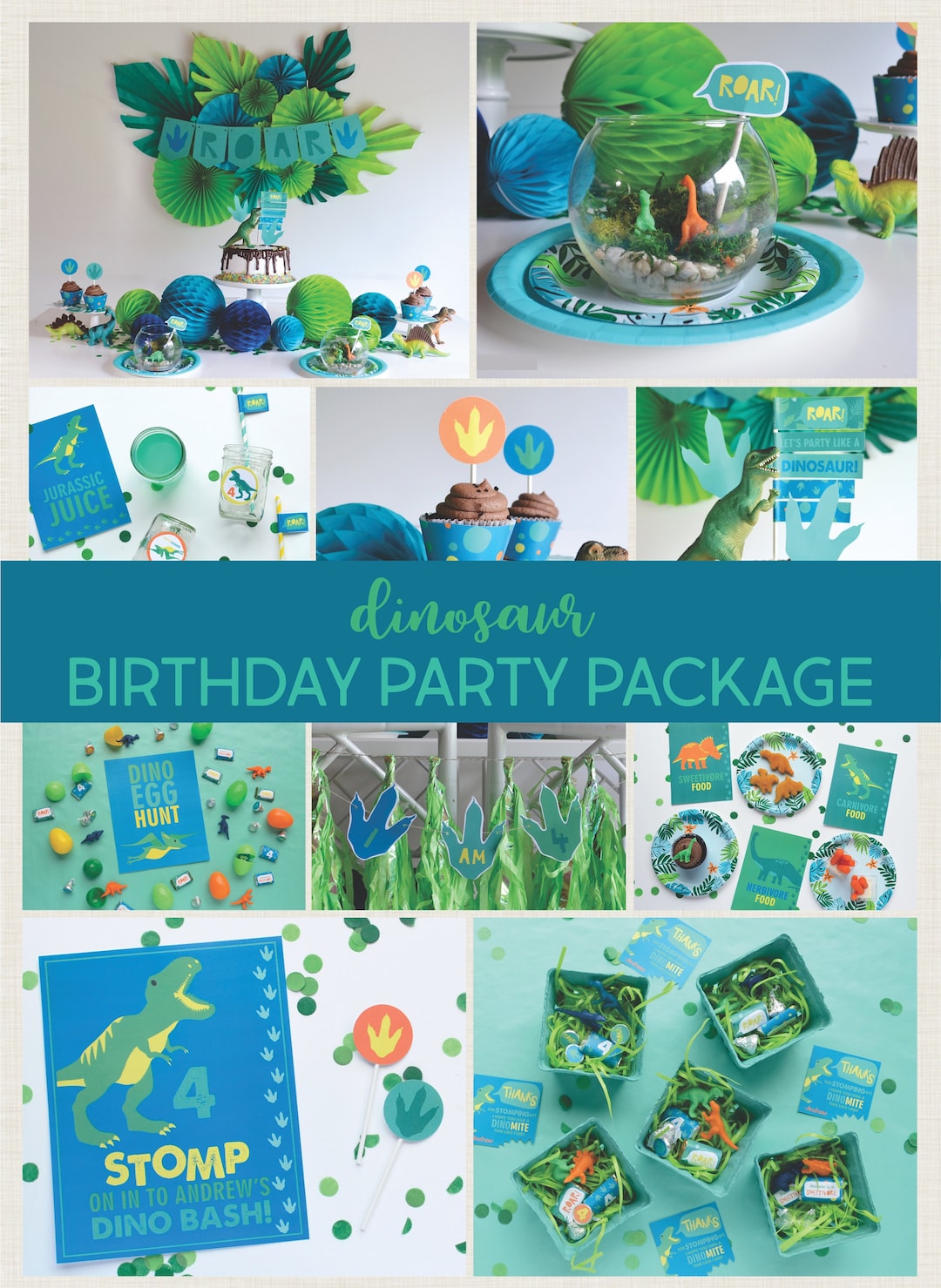 Dinosaur Birthday Decorations | Printable Dinosaur Party Decorations ...