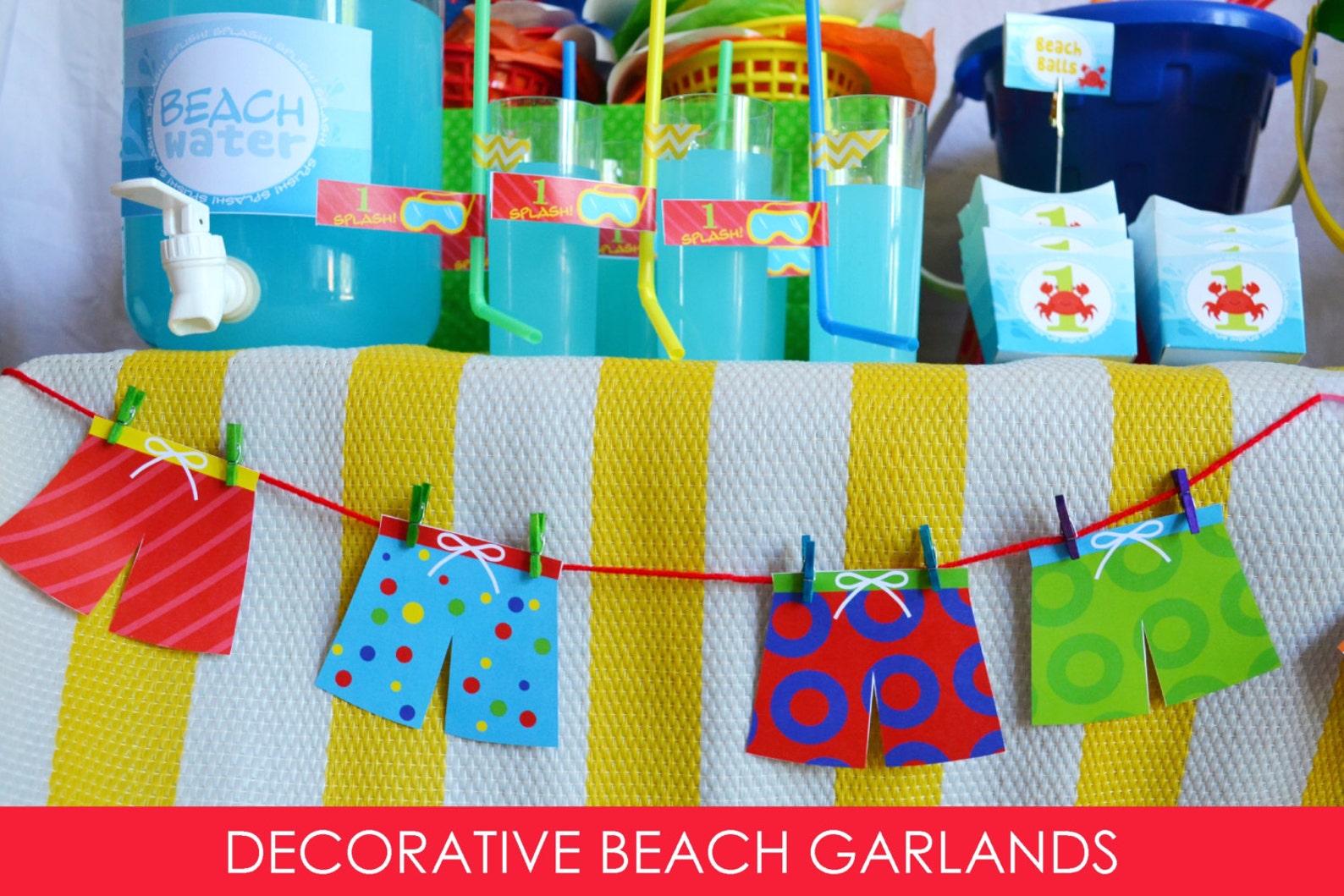 Beach Ball Banner / Garland / Swim Trunk Garland / Pool Party ...