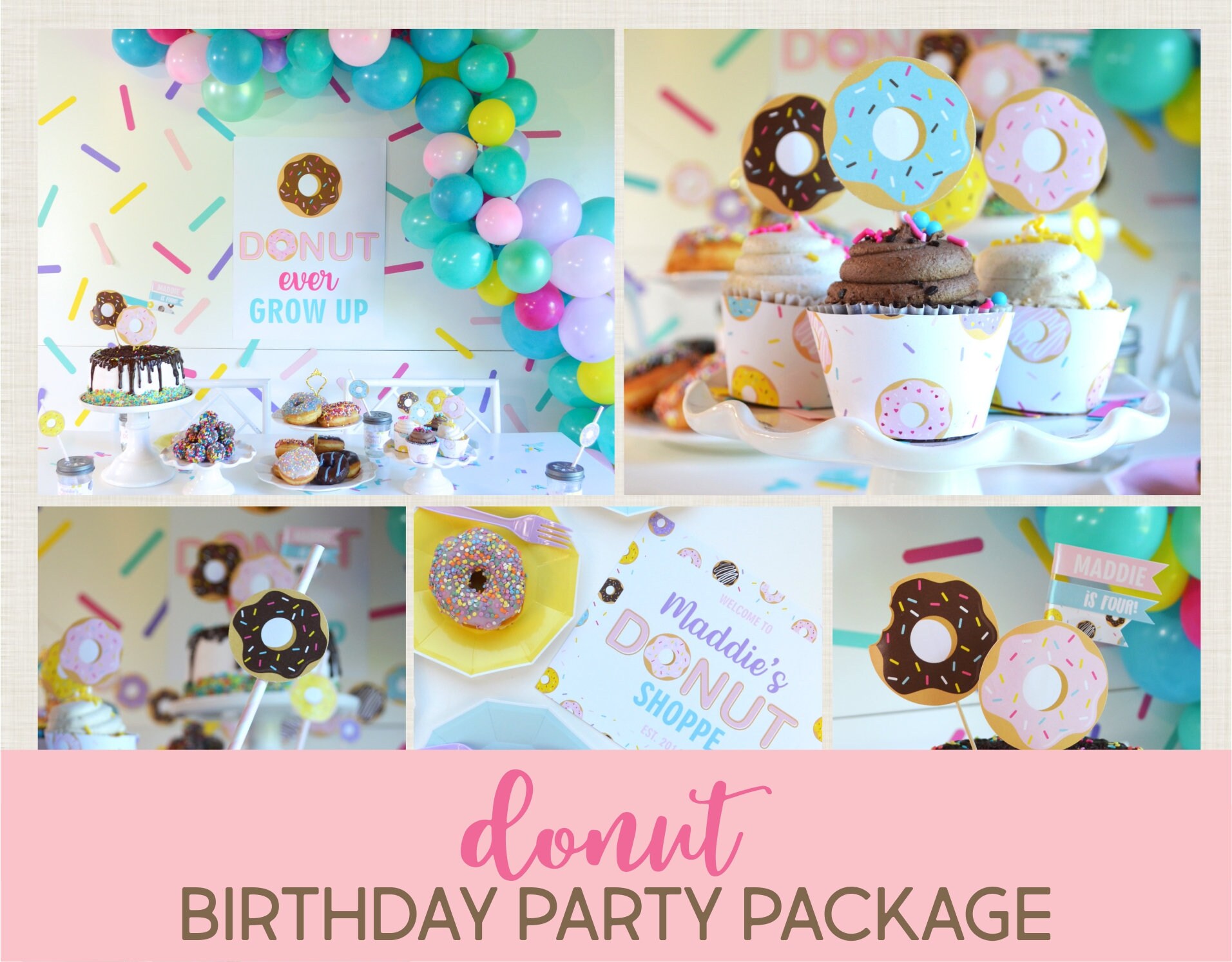 Donut Birthday Party Package Printable Donut Party | Etsy