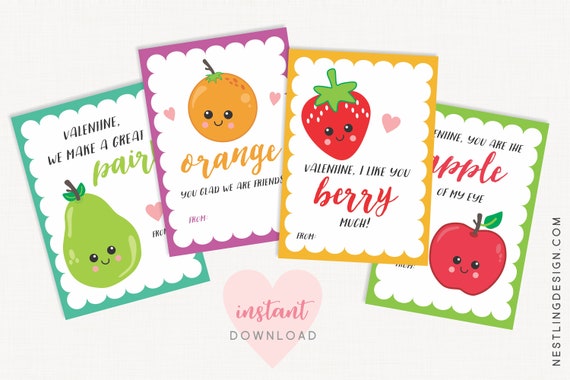 Fruit Valentines / Fruit Valentine's Day Cards / Healthy Valentines ...