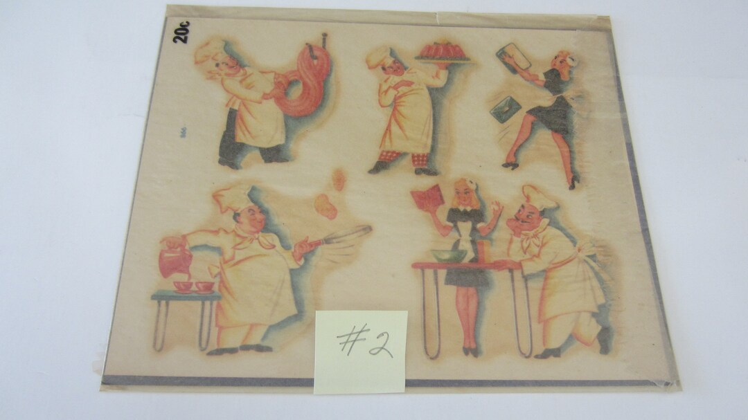 Vintage Meyercord Decal** French Maid and Chef** 1940's** Original ...