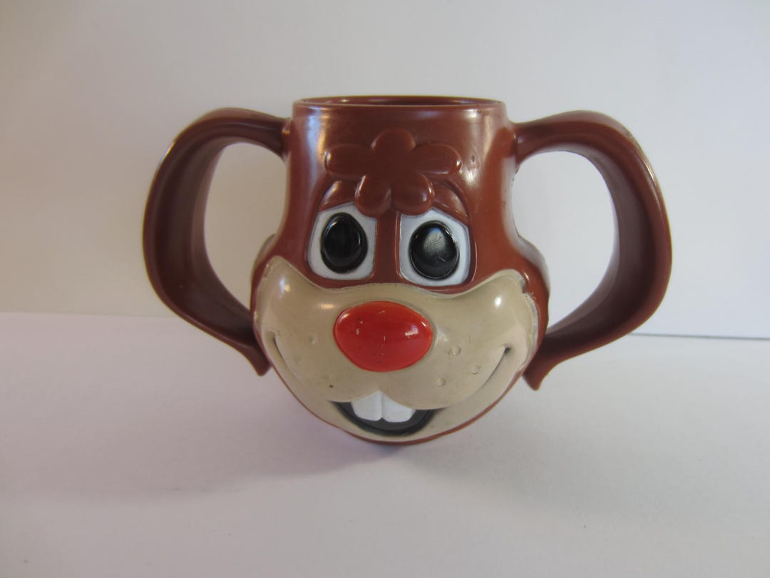 Nestle Quik Plastic Bunny Mug** Rare Cartoon Face Brown Bunny ** 1980's ...