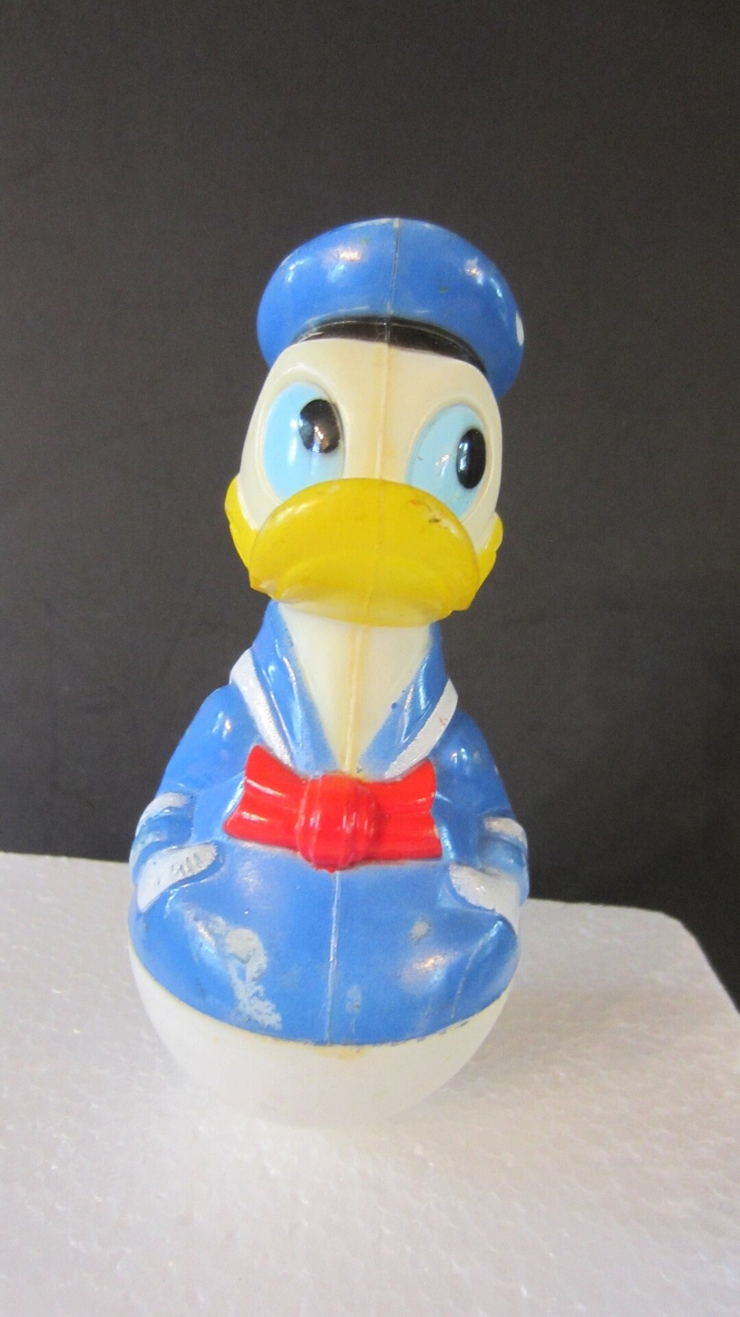 1975 DISNEY DONALD Duck ROLY Poly Toy **wobble Baby Toy** Hard Plastic ...
