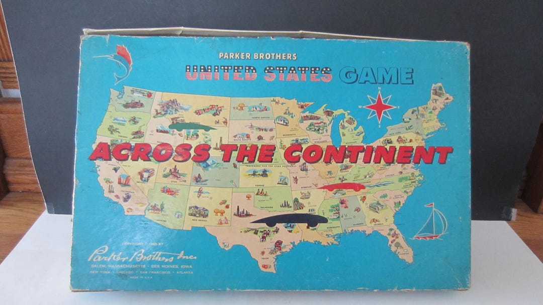 1960 ACROSS THE CONTINENT Board Game**parker Brothers** Great Large ...