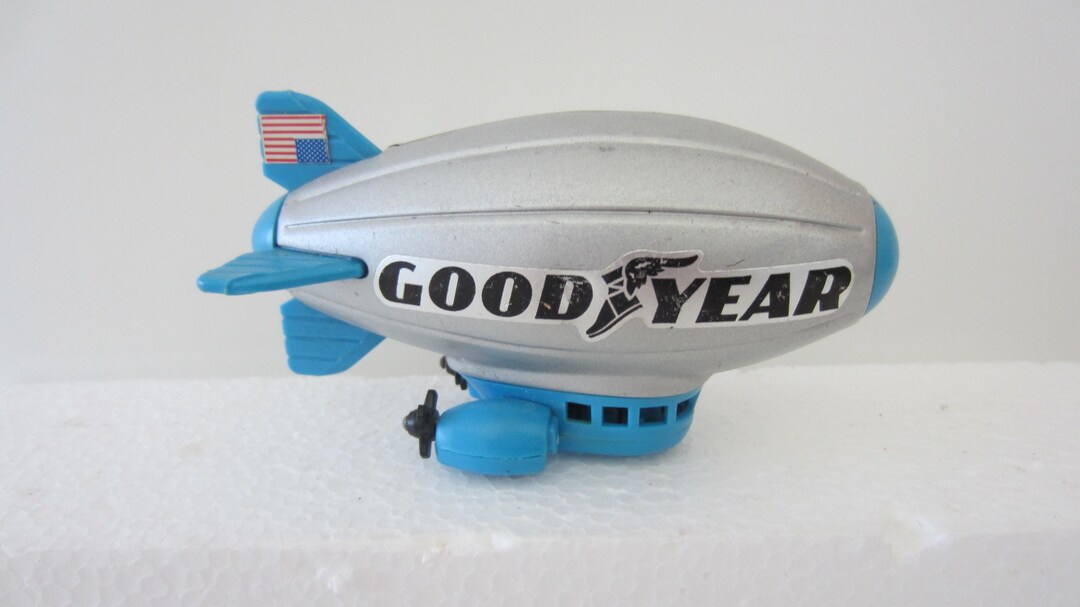 1977 GOOD YEAR BLIMP ** Buddy L Toy** Silver and Blue Pressed Steel ...