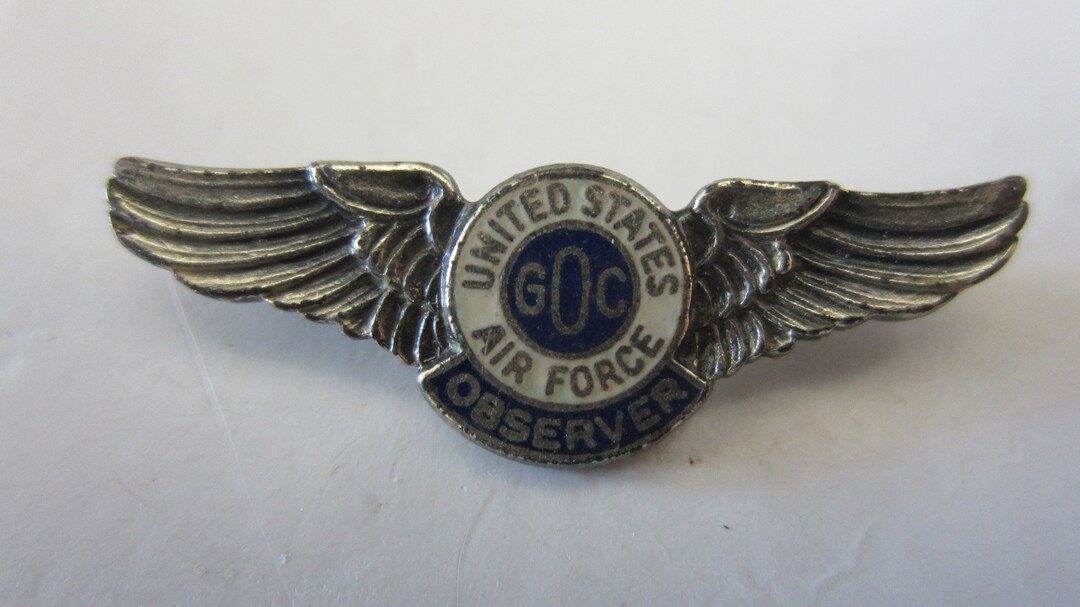 WW II United States Air Force General Observer Corp Wings Pin 1940's ...