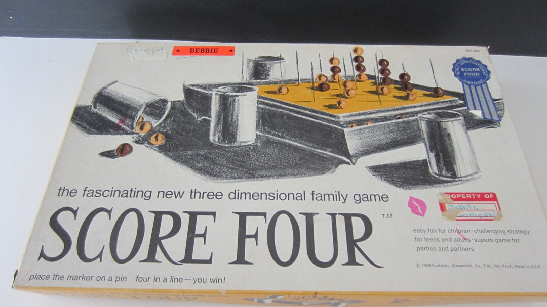 1967 SCORE FOUR STRATEGY Game 3D Gamefuntastic Inc. Va. , Instructions ...