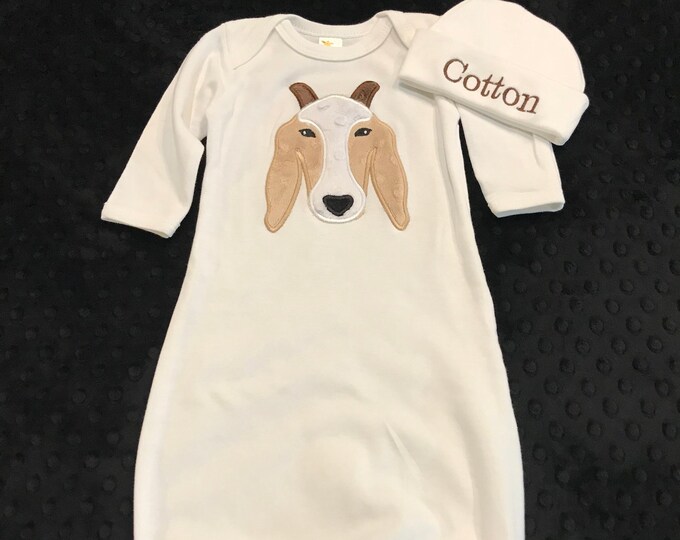 BABY Gown/goat Baby Gown and Matching Hat/going Home Set/coming Home ...