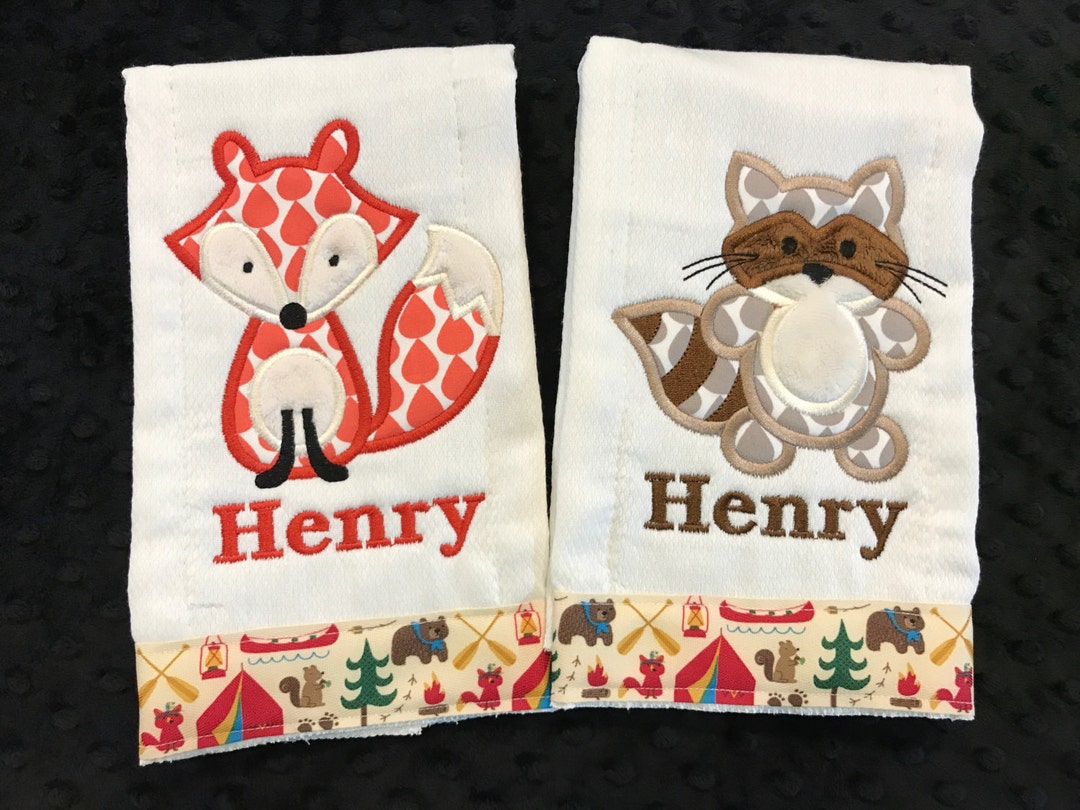 WOODLAND Burp/woodland Fox and Raccoon Burp Set/raccoon/raccoon Burp ...