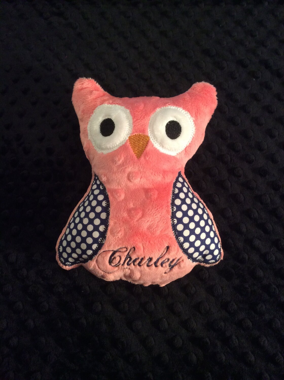Owl/owl Toy, Coral and Navy Owl/owl/stuffed Owl/stuffed Toy ...