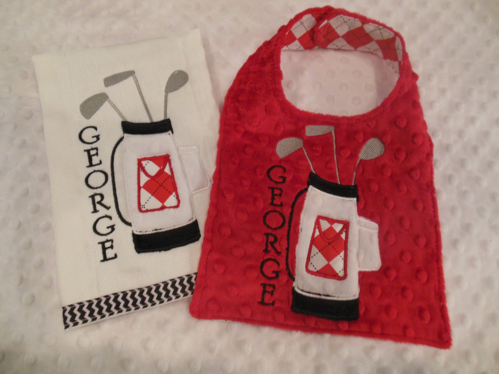 Golf Bag Burp and Bib Set/golf Bib/golfing Bib/boys Golf Bib/golf Bib ...
