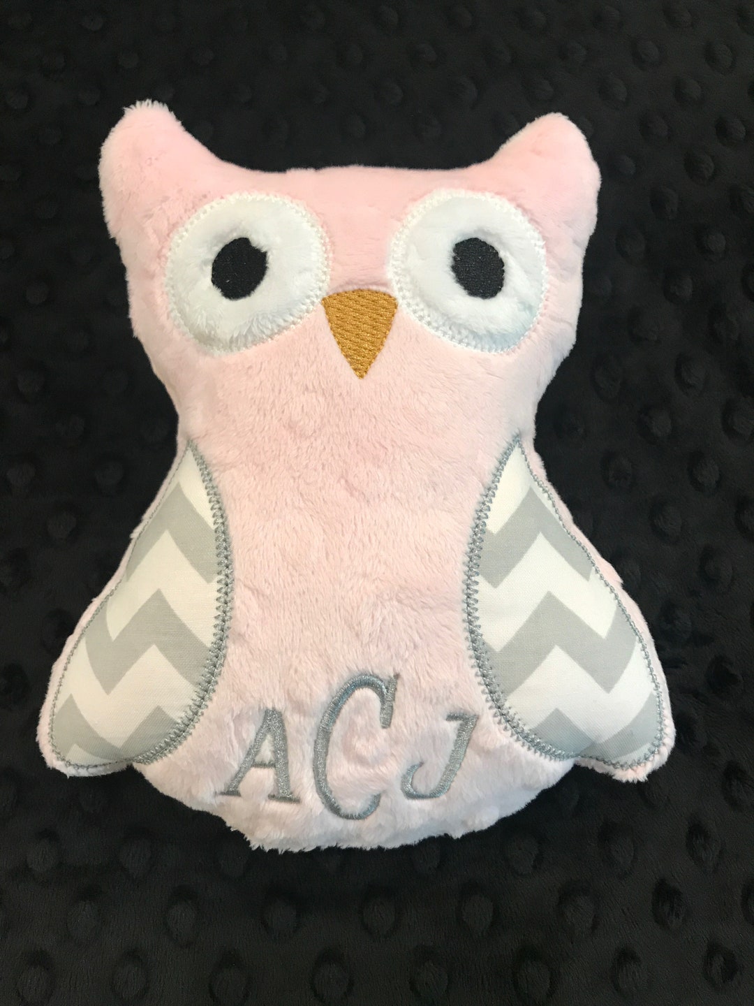 Owl/pink and Grey Chevron Owl, Plush /owl/stuffed Owl/stuffed Toy ...