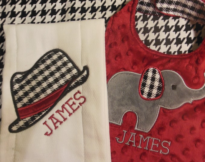 ALABAMA Bib/alabama Houndstooth Bib and Burp Cloth Set/bama Bib ...