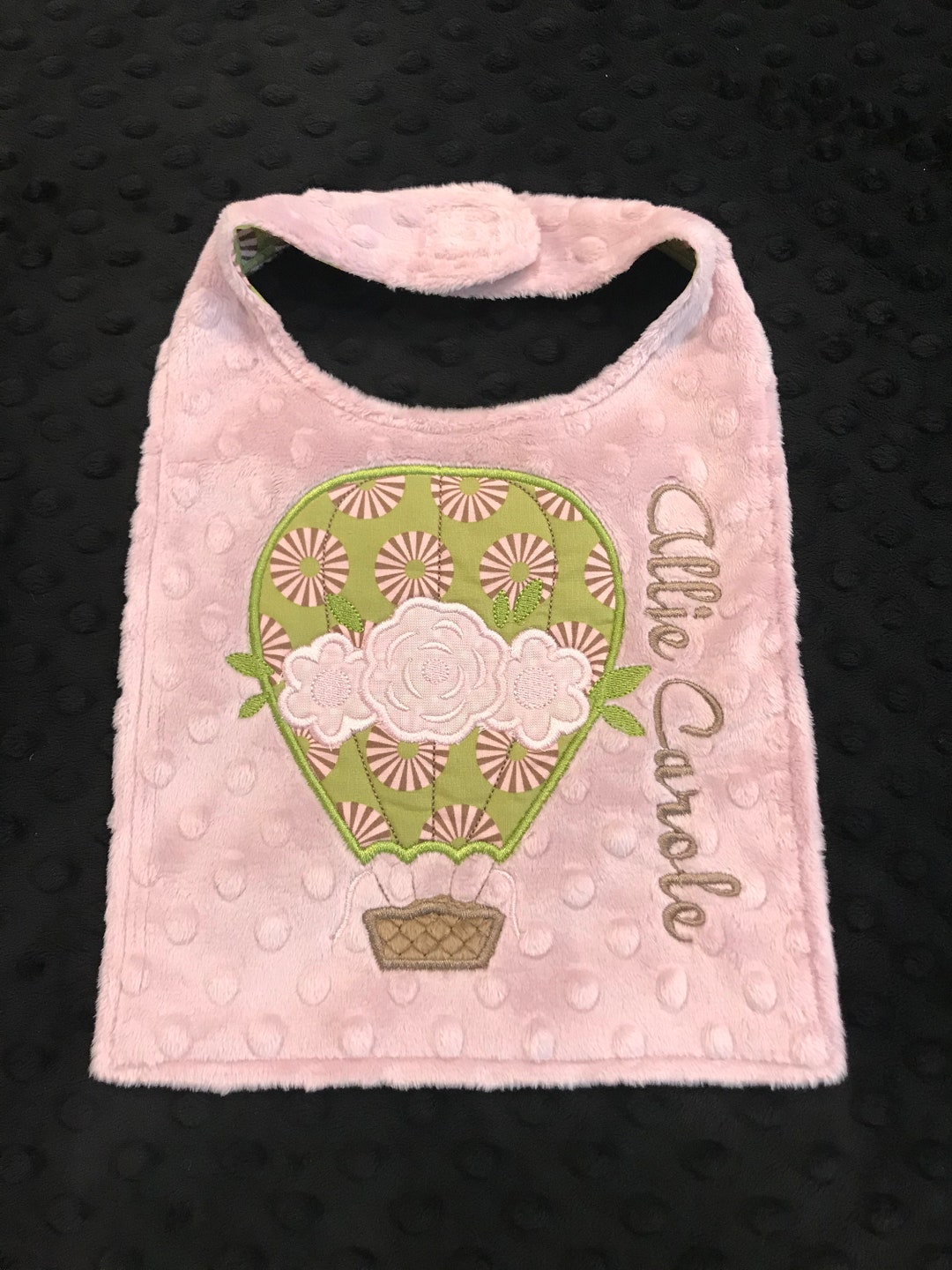 HOT AIR BALLOON Bib/hot Air Balloon/rose Bib/bib/girls Baby Bib/girls ...