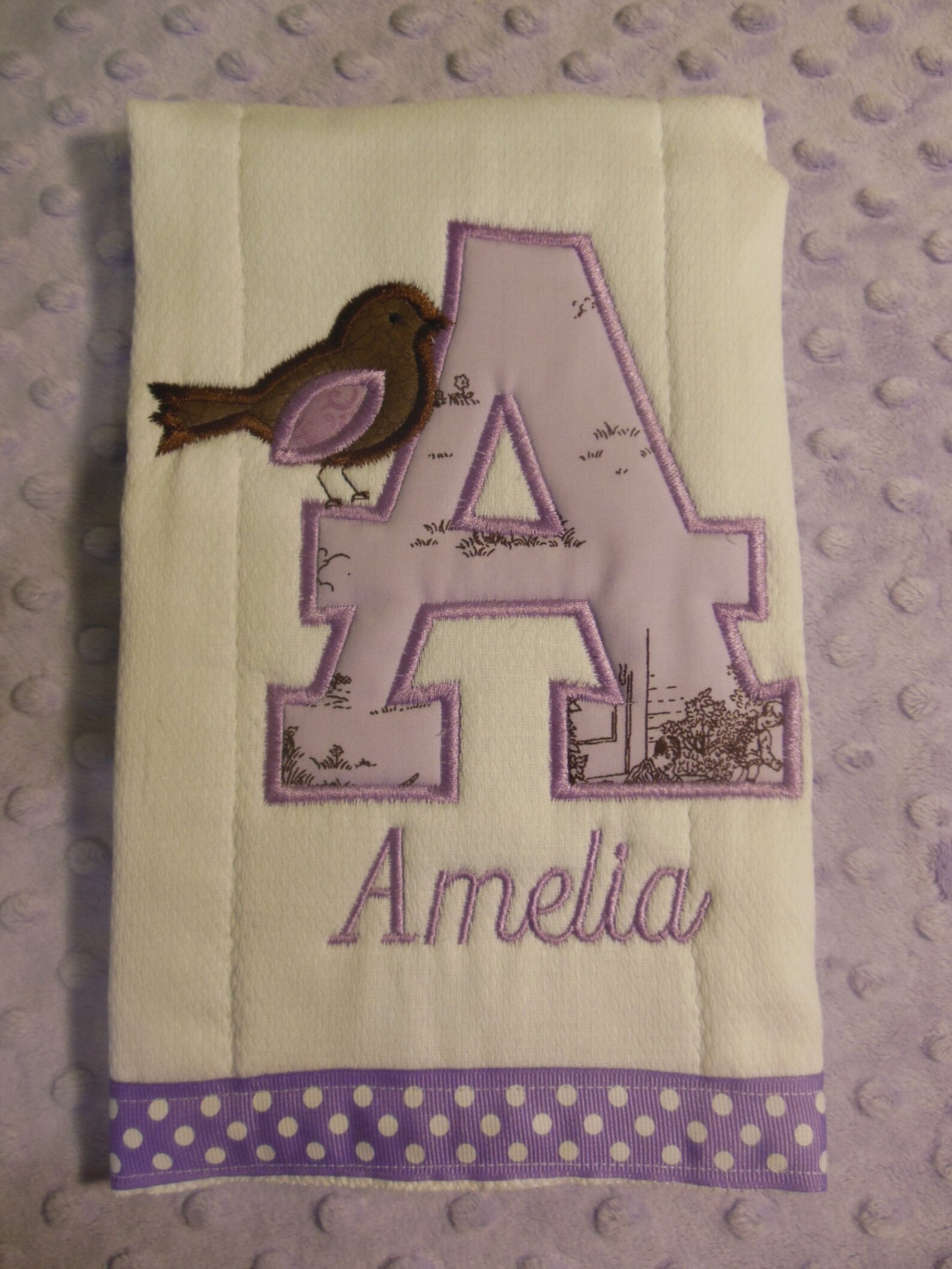 Initial Birdie Burp Cloth/bird/bird Burp Cloth/initial Burp/initial ...