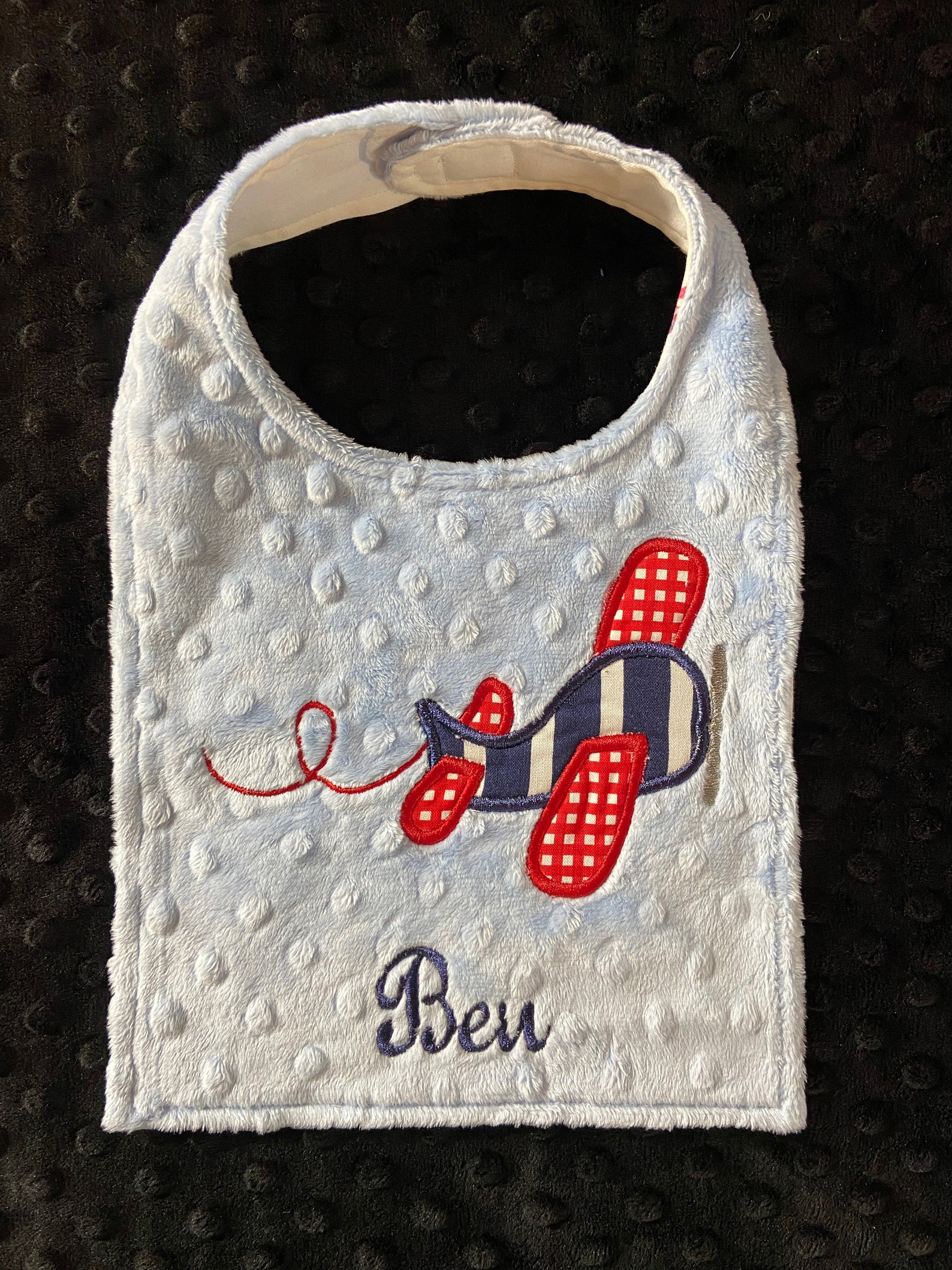 AIRPLANE BIB/BOYS Bib/blue Airplane Bib/airplane/baby Blue Minky Bib ...