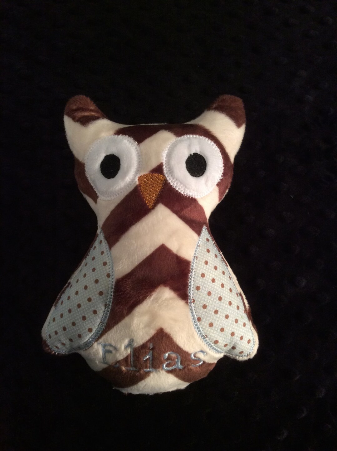 Owl/brown Chevron Polka Dot Owl/owl/stuffed Owl/stuffed - Etsy