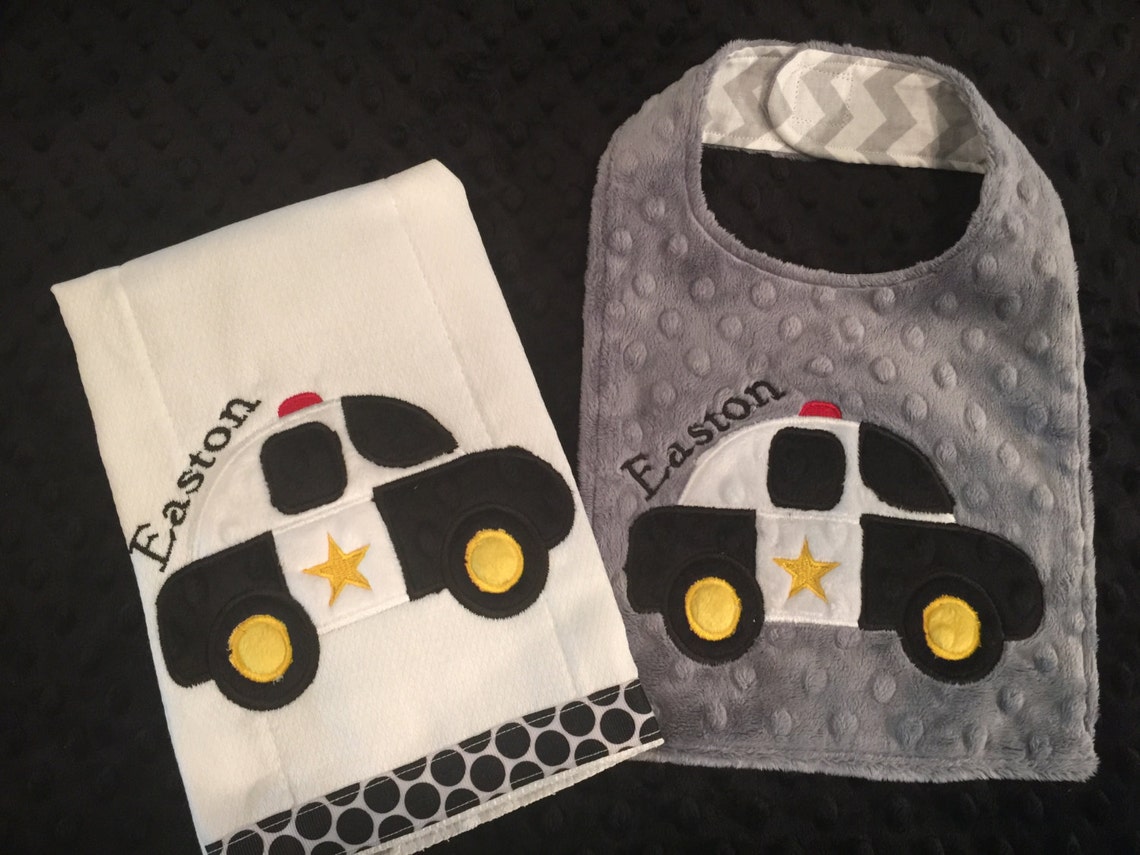 Police Burp and Bib Set/police Bib/police Burp Cloth/boys | Etsy