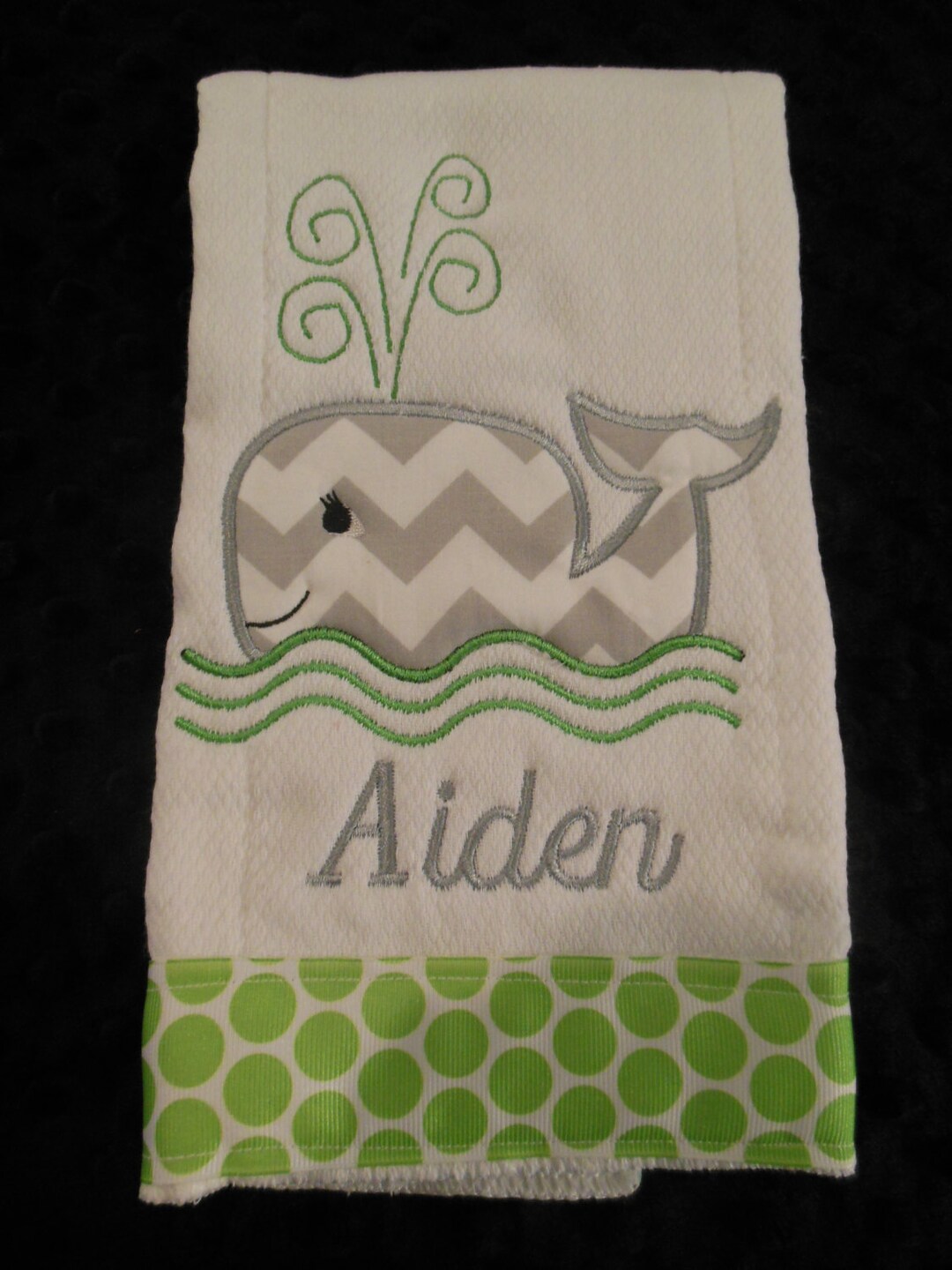 WHALE BURP Cloth/lime Green and Grey Chevron Whale Burp - Etsy