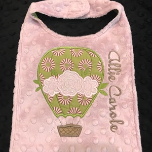 HOT AIR BALLOON Bib/hot Air Balloon/rose Bib/bib/girls Baby Bib/girls ...