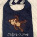 MONKEY BIB/BOYS Bib/navy Monkey Bib/monkey/minky Bib/gender - Etsy