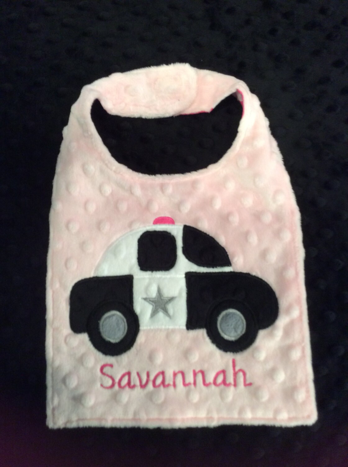 POLICE Bib/pink Police Burp and Bib Set/police Car/police Car - Etsy