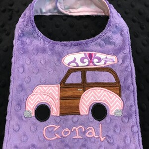 BEACH BIB Set/woody Beach Car Burp and Bib/woody Car/beach Bib/burp and ...