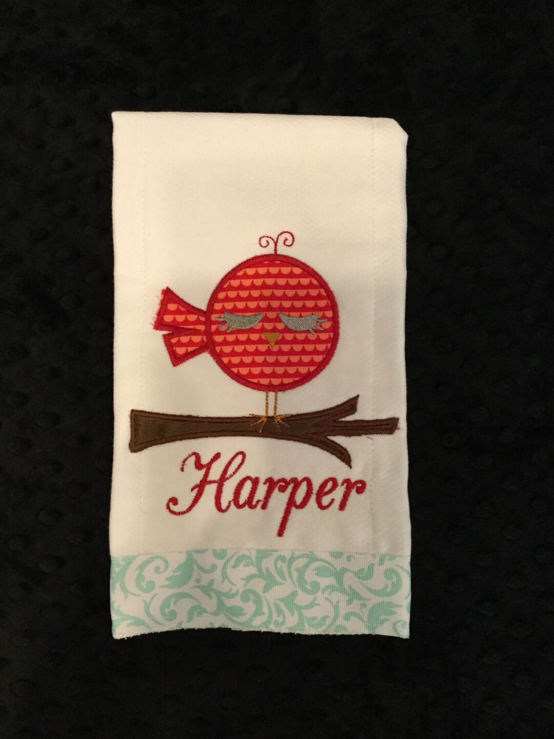 GIRLS BURP Cloth/opal Birdie Burp Cloth/birdie Burp/girls Birdie Burp ...