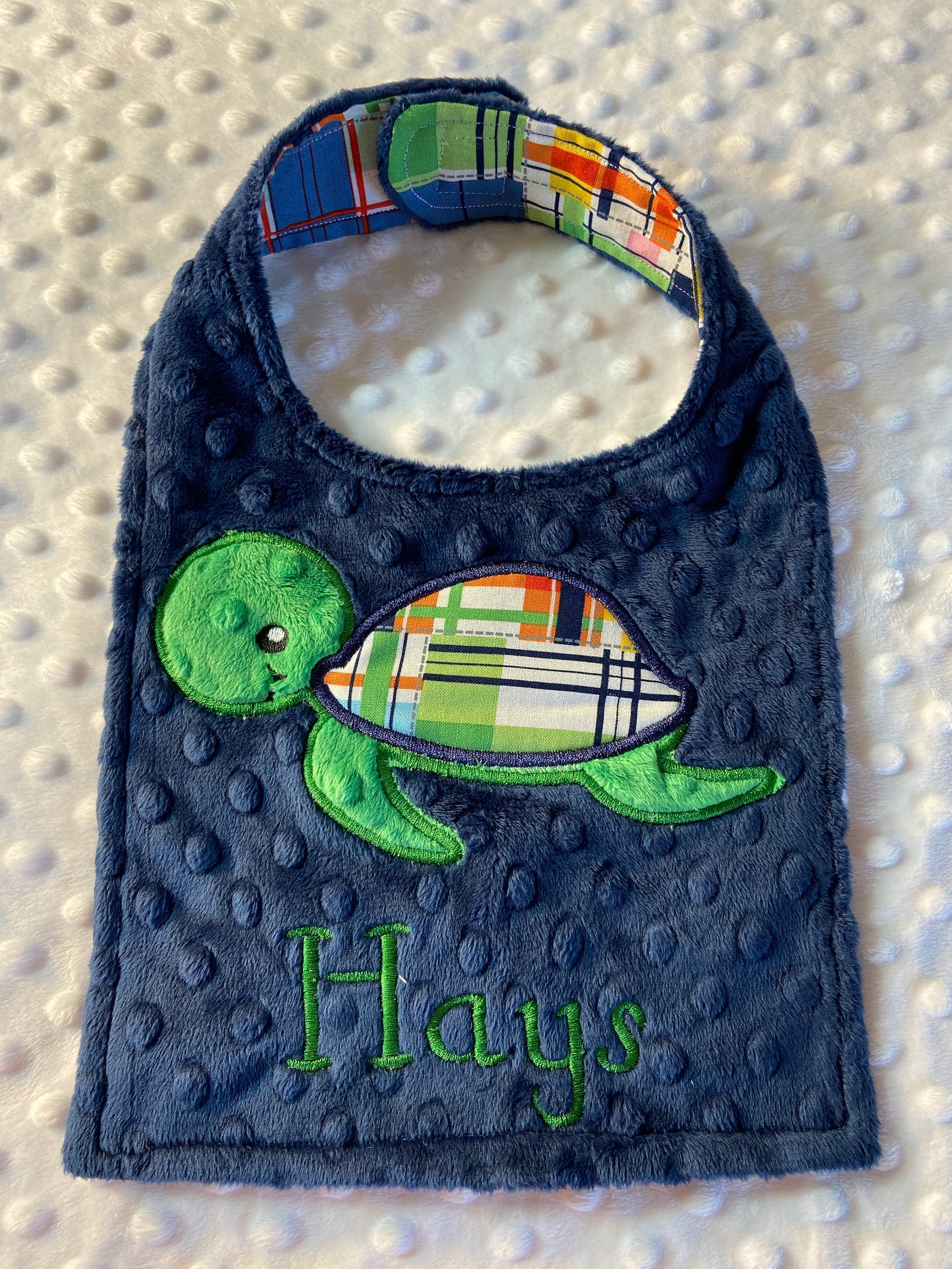 TURTLE BIB/BOYS Bib/boys Turtle Bib/newborn Girls Bib/navy Minky Bib ...