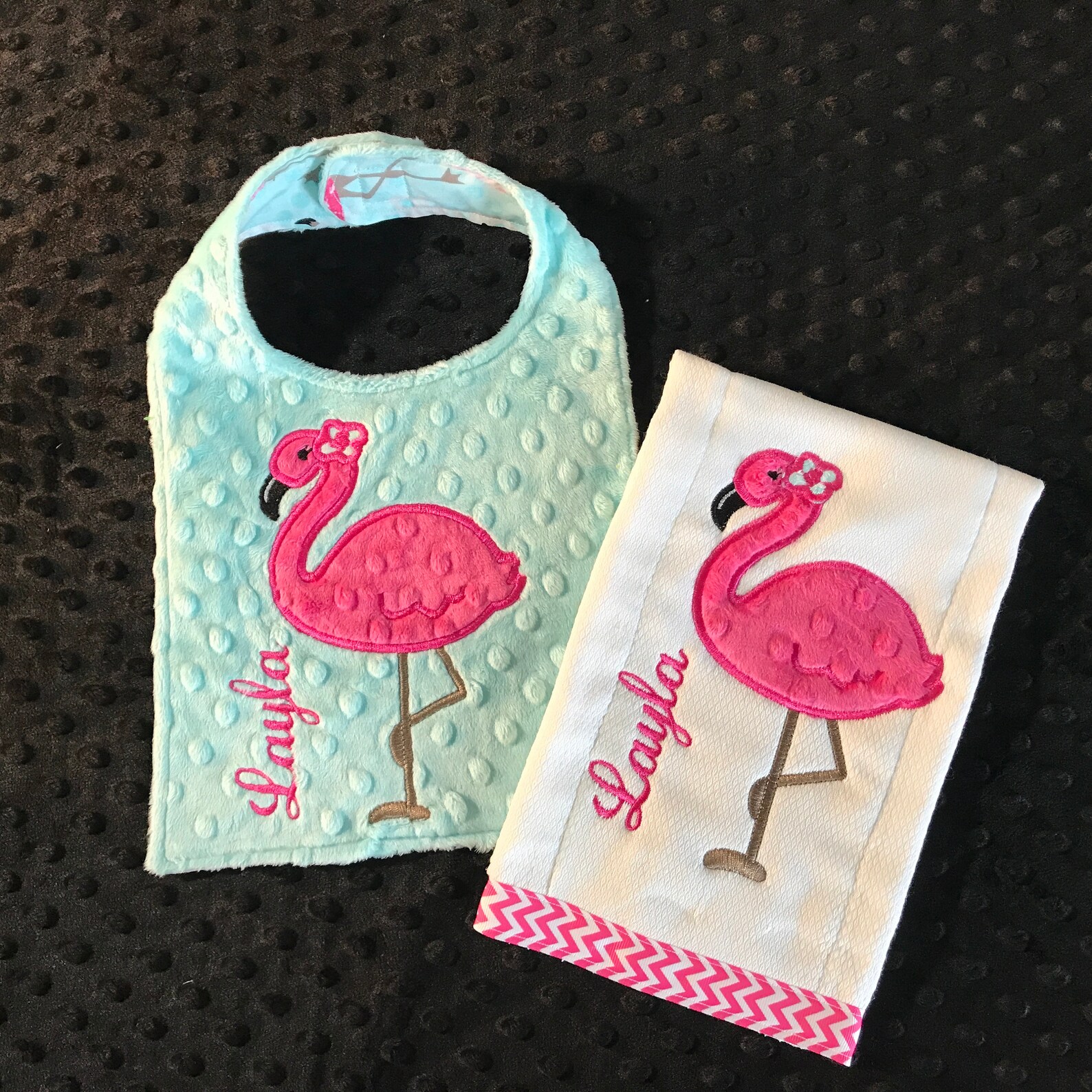 FLAMINGO BIB Set/pink Flamingo Burp and Bib/flamingo Bib/flamingo Burp ...