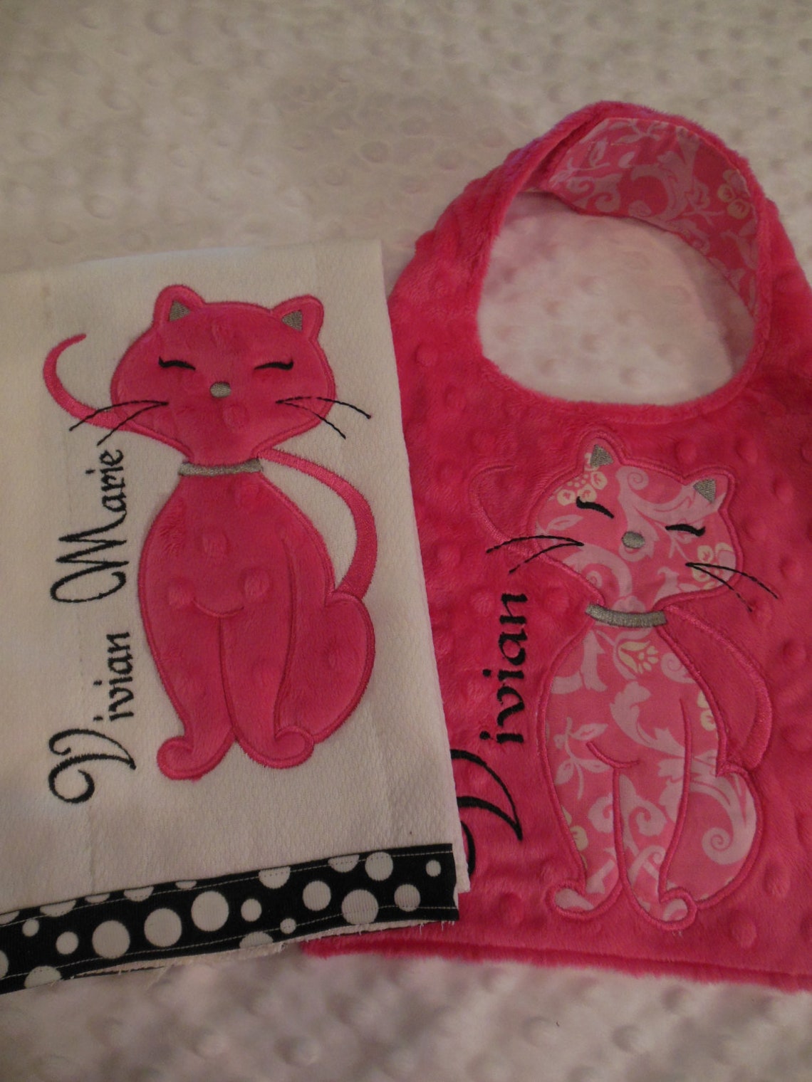 Kitty Burp and Bib Set/kitty/kitty Bib/kitty Burp/kitten/kitten Bib/cat ...