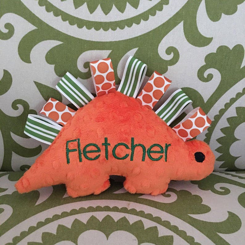 Dinosaur/orange and Green Minky Dinosaur/dinosaur Toy/stuffed - Etsy