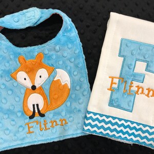 Fox Bib and Burp Set/fox/fox Bib/initial Burp Cloth/fox Bib - Etsy
